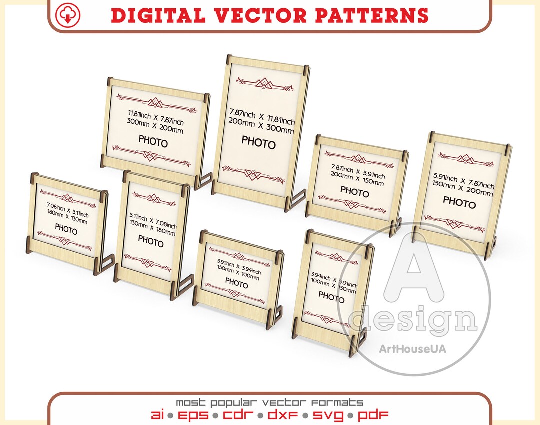 Photo Frame Laser Cut Vector File, Photo Frame Glowforge Ready SVG File ...