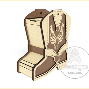 Cowboy Boots Gift Box Laser Cut SVG Vector File, Cowgirl Boots Box ...