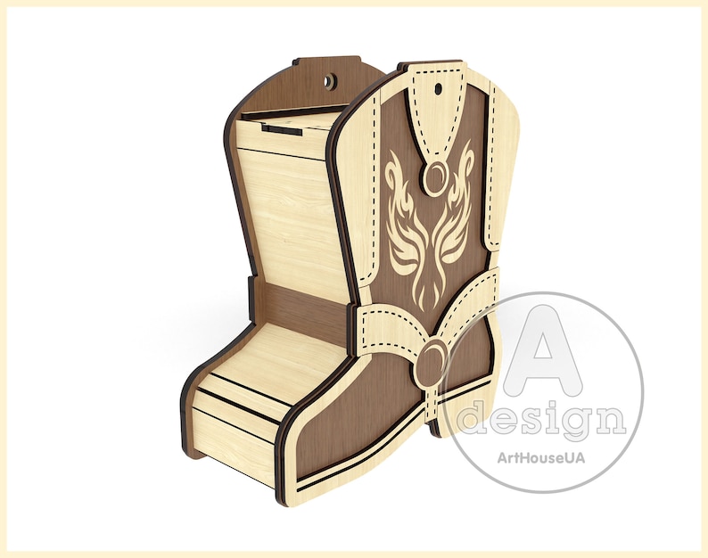 Cowboy Boots Gift Box Laser Cut SVG Vector File, Cowgirl Boots Box ...