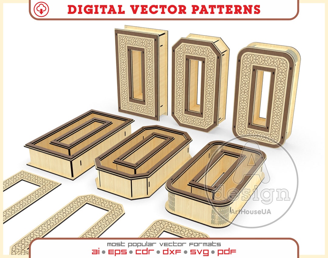 Gift Box Like Numbers, Vector SVG File Laser Cut Machines and Glowforge ...