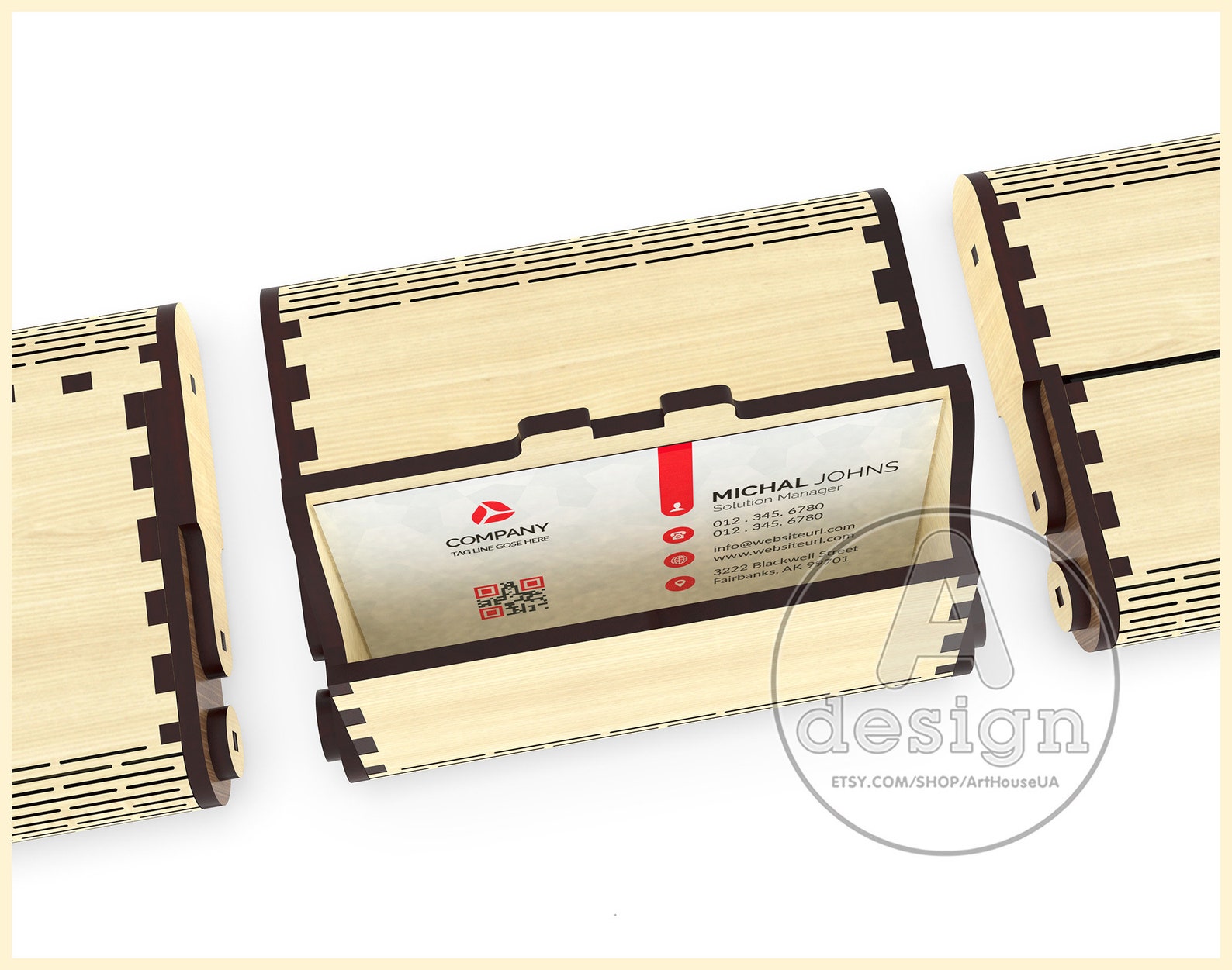 Wooden Card Holder Vector for Laser Business Card Holder PDF - Etsy