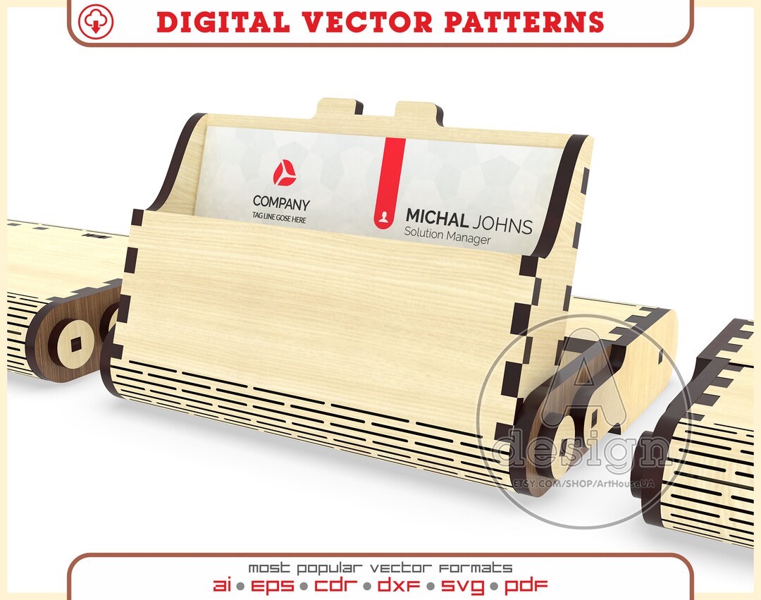 Wooden Card Holder Vector for Laser Business Card Holder PDF - Etsy