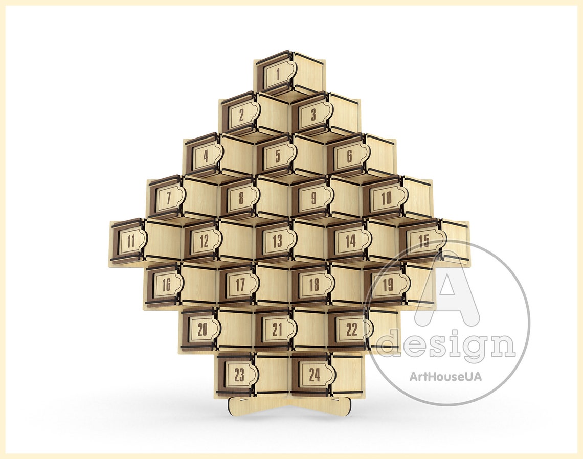 Advent Calendar Laser Cut Vector File, Christmas Advent Calendar ...