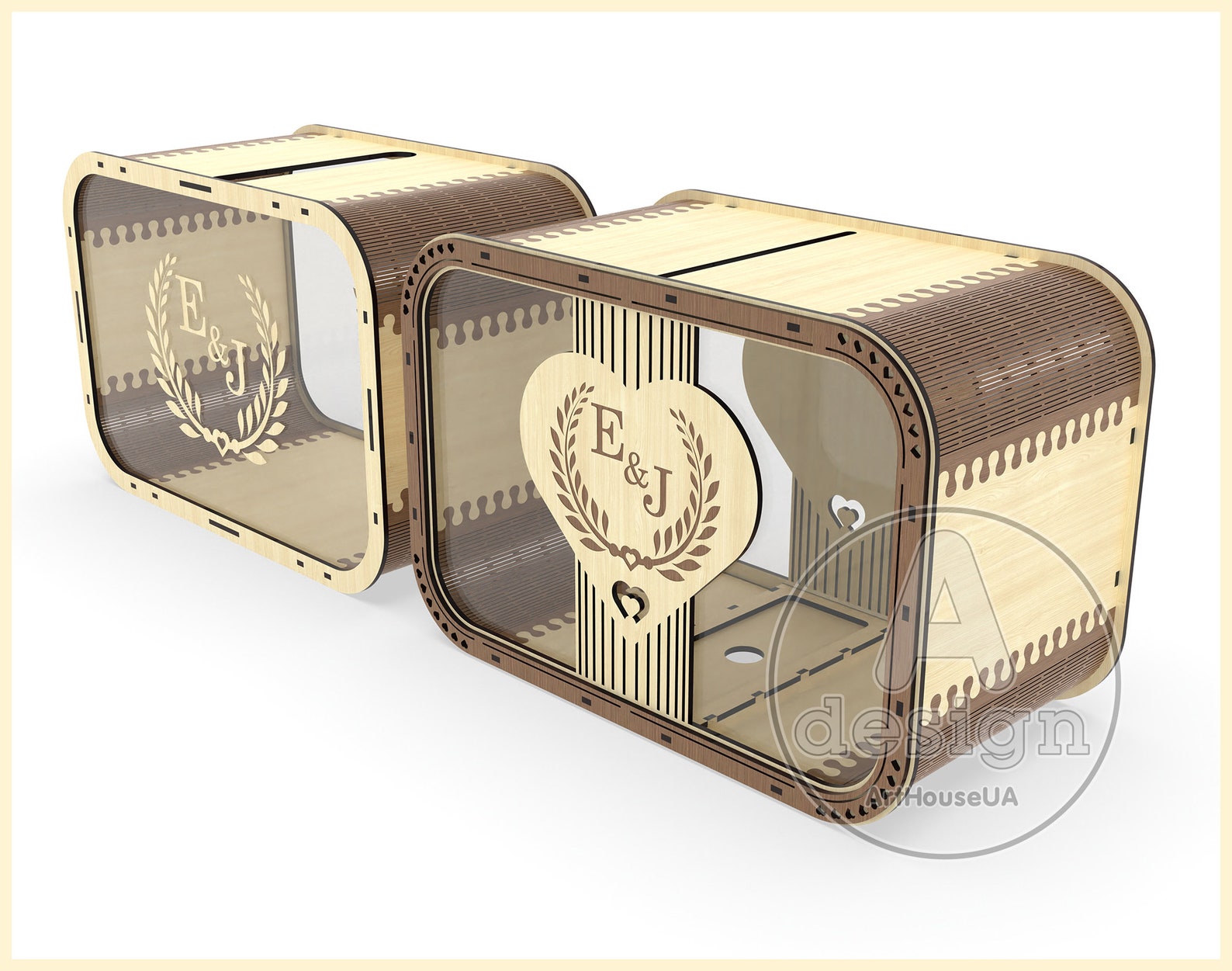 Two Versions Wedding Card Box Vector SVG File for Laser Cut - Etsy