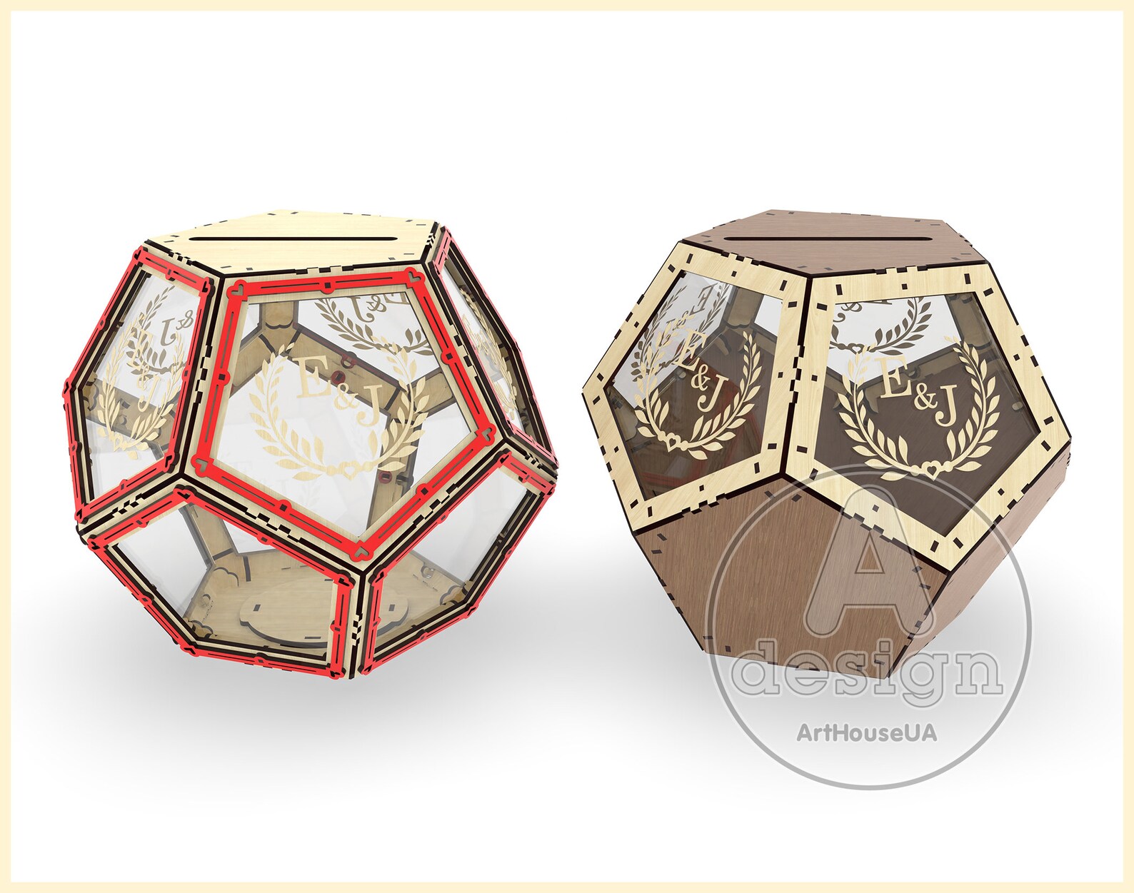 Two Versions Wedding Card Box Vector SVG File for Laser Cut - Etsy