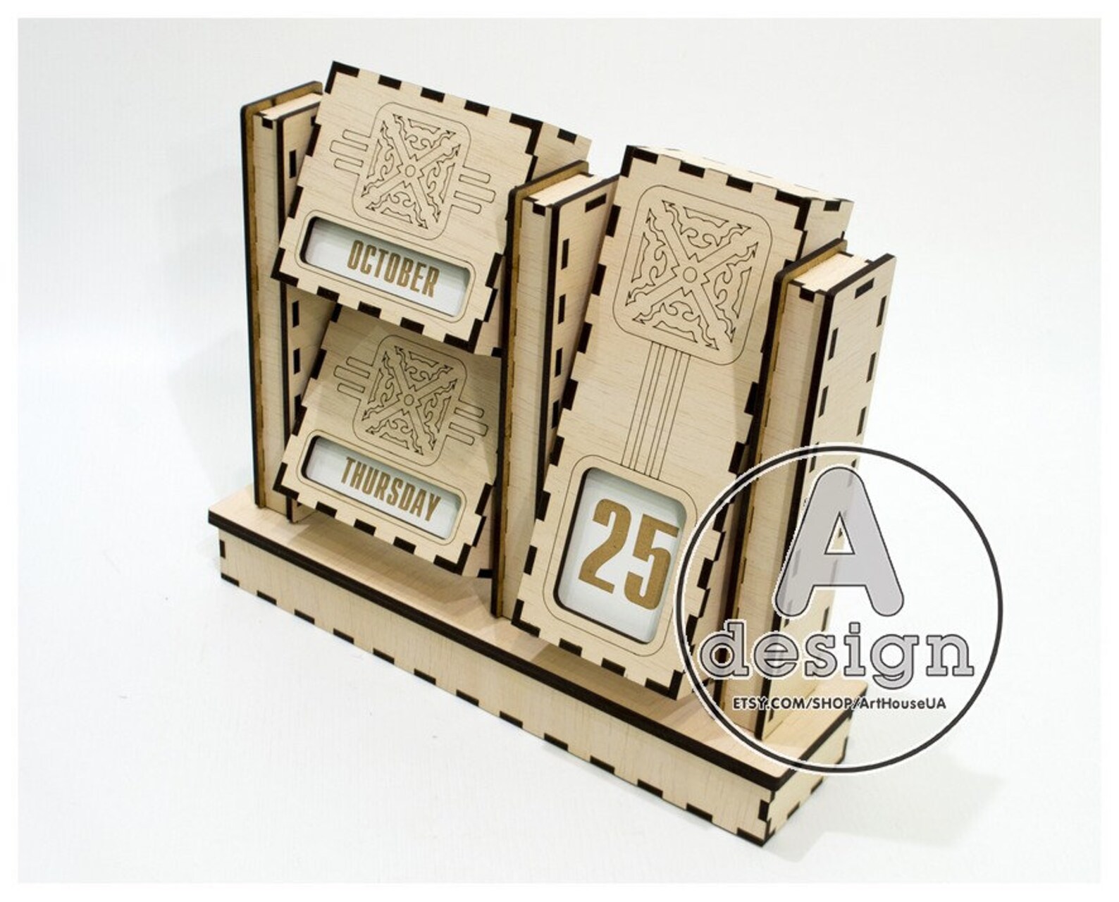 Perpetual Calendar, Calendar Laser Cut Vector Plan, Perpetual Calendar ...