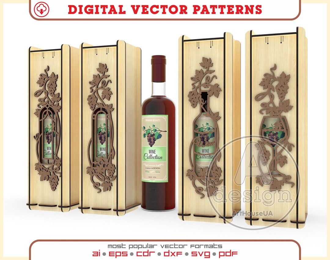 Wine Box Laser Cut Vector File, Wine Bottle Holder, Wine Box Laser ...