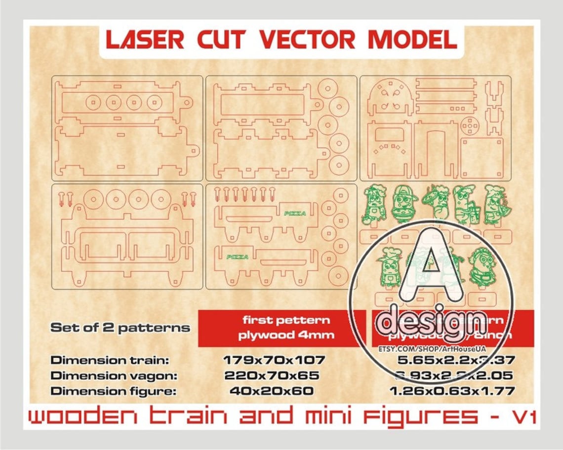 Train Wooden Train Plywood Train Laser Cut Vector Plan - Etsy