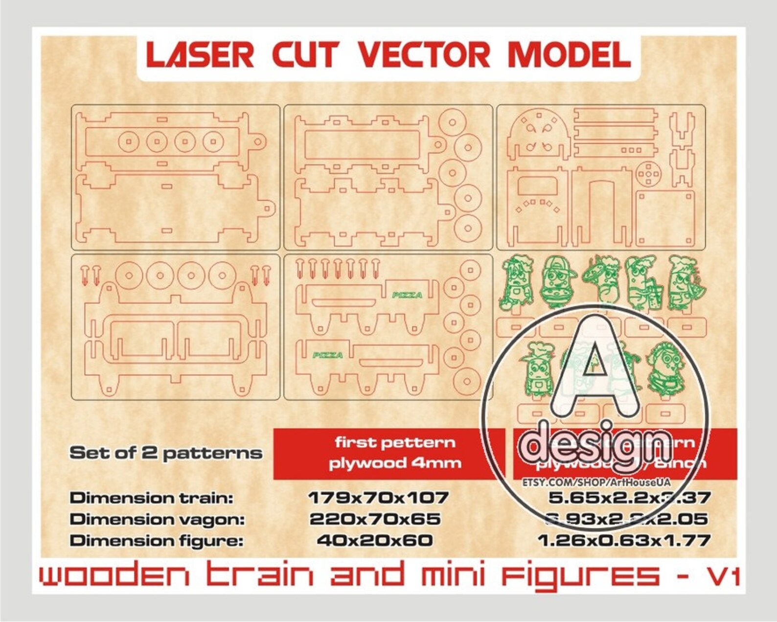 Train Wooden Train Plywood Train Laser Cut Vector Plan | Etsy