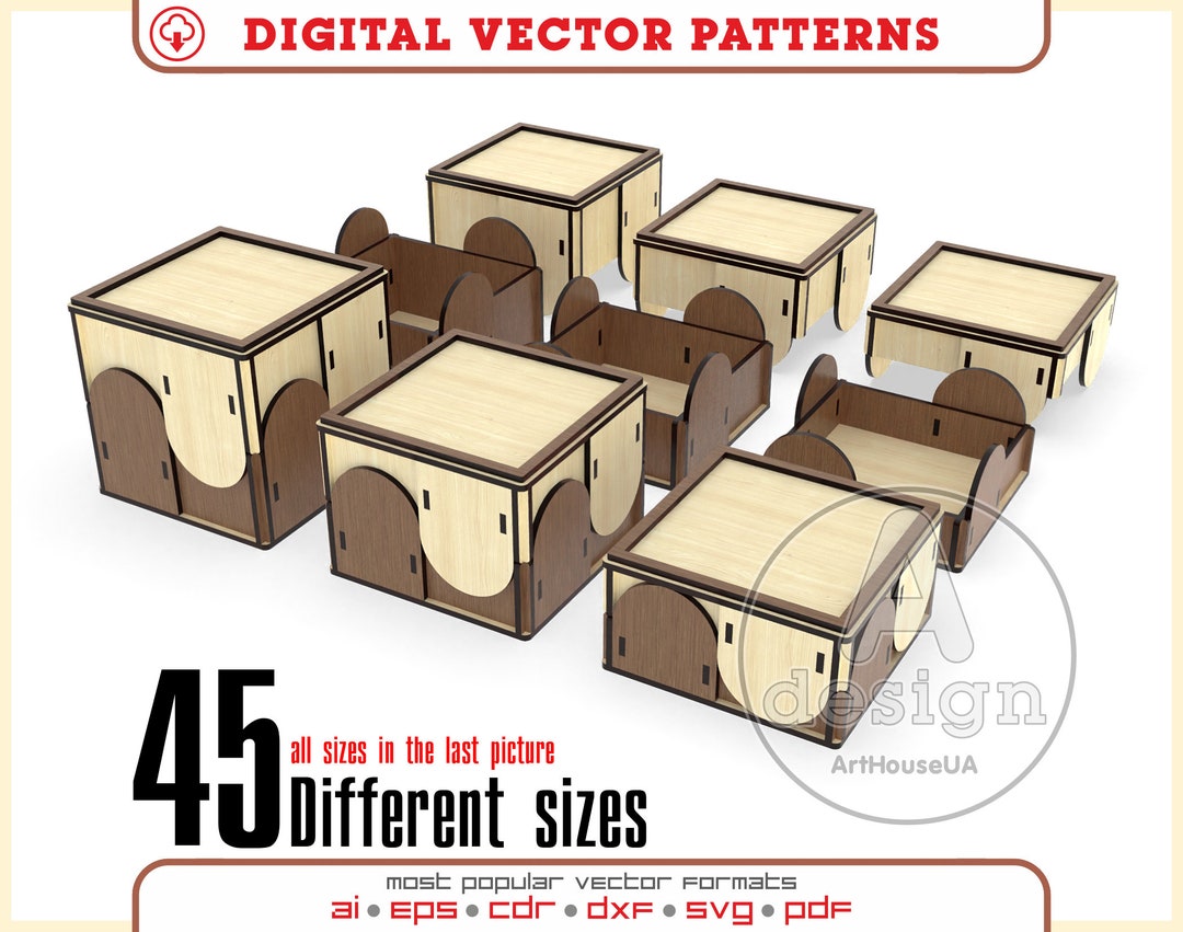 45 Different Sizes Boxes With Lid Vector Files for the Laser Cutter ...