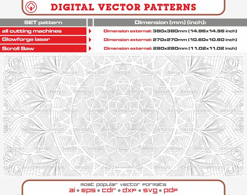 Mandala Laser Cut Vector File DXF Mandala Scroll Saw File - Etsy