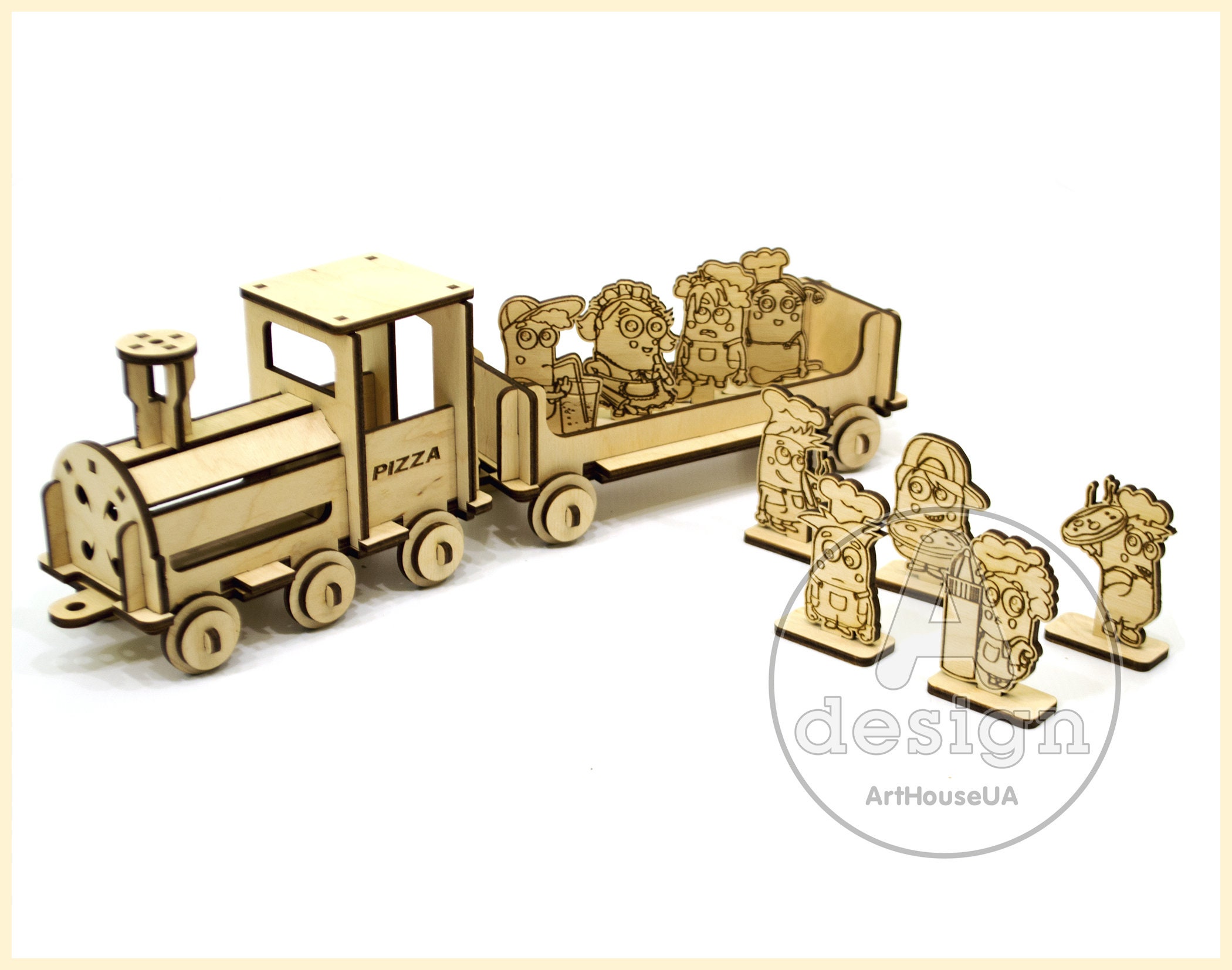 Tren, Tren de madera, Tren de madera contrachapada, Plano vectorial ...