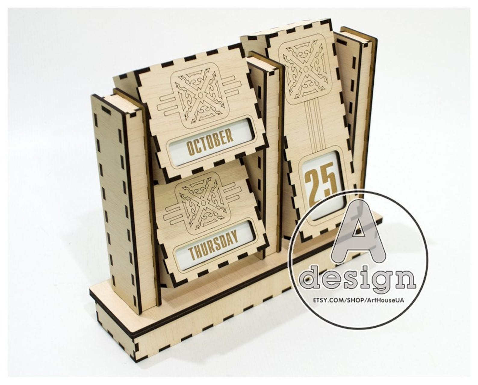 Perpetual Calendar, Calendar Laser Cut Vector Plan, Perpetual Calendar ...