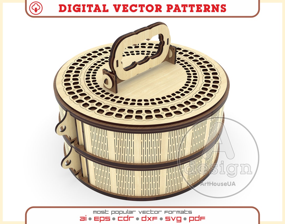 Wooden Circle Box Ready Vector for Glowforge SVG, Gift Box Laser File ...