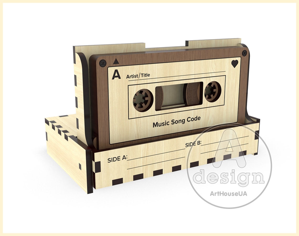 Retro Cassette for Favorite Song Code With Box Laser File, Music Board ...