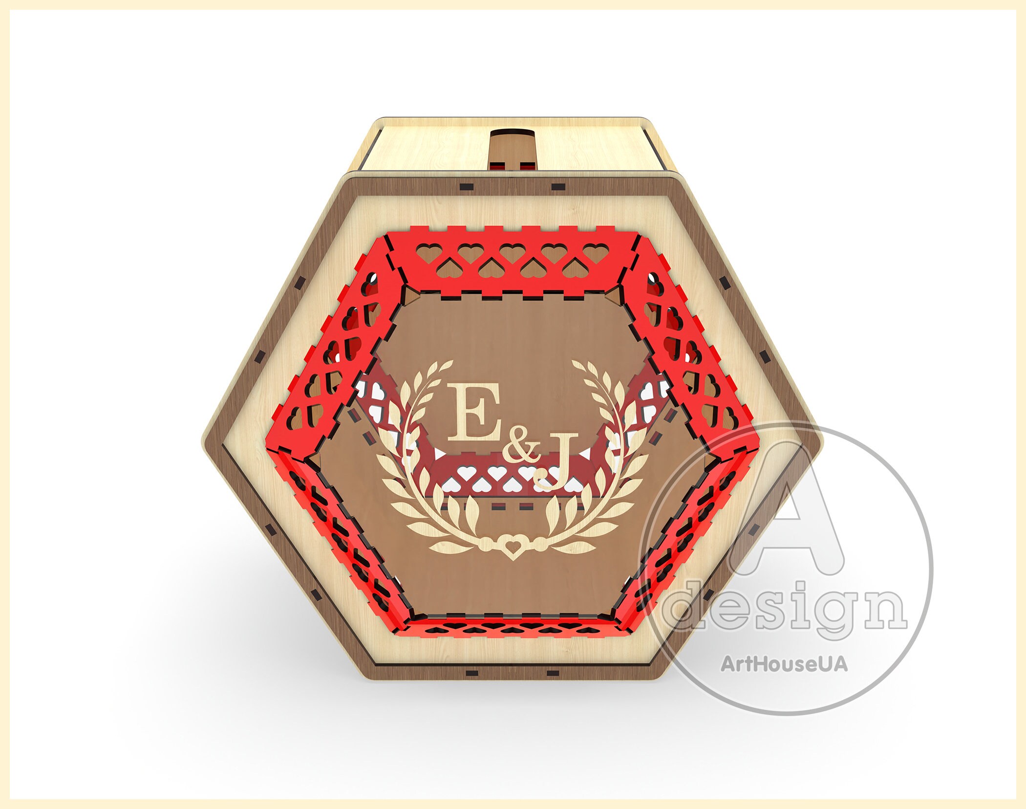 Wedding Card Box SVG Laser Cut File Geometric Hexagon Polygon Gift ...