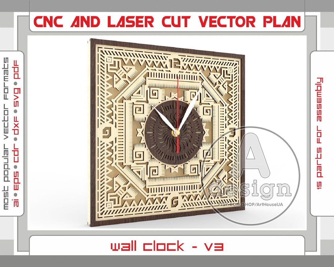 Wall Clock Pattern, Clock Vector, Clock Laser Cut, Laser Cut Files ...