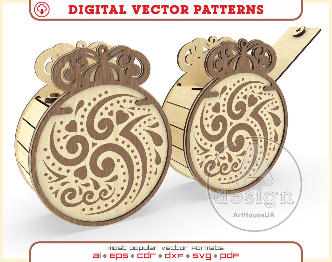 Gift Box Like Christmas Tree Decoration Glowforge Ready Vector SVG ...