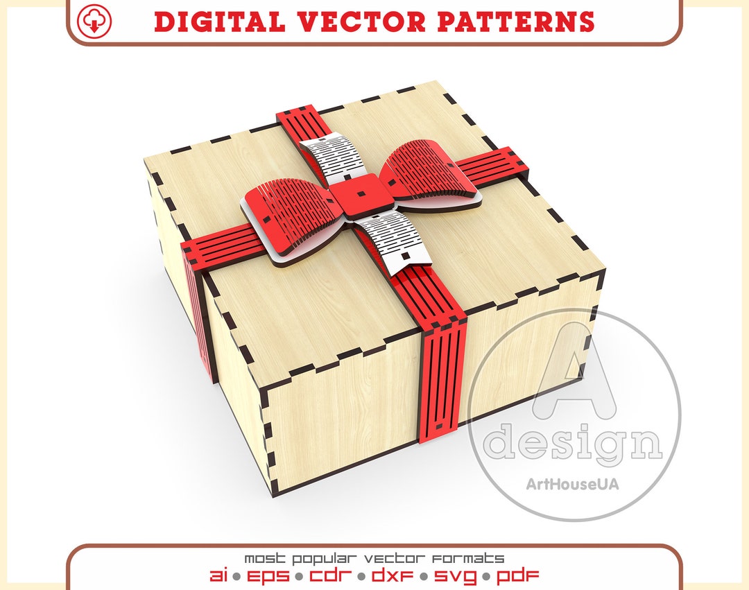 Gift Box Vector SVG File for Laser Cut Machines and Glowforge User ...