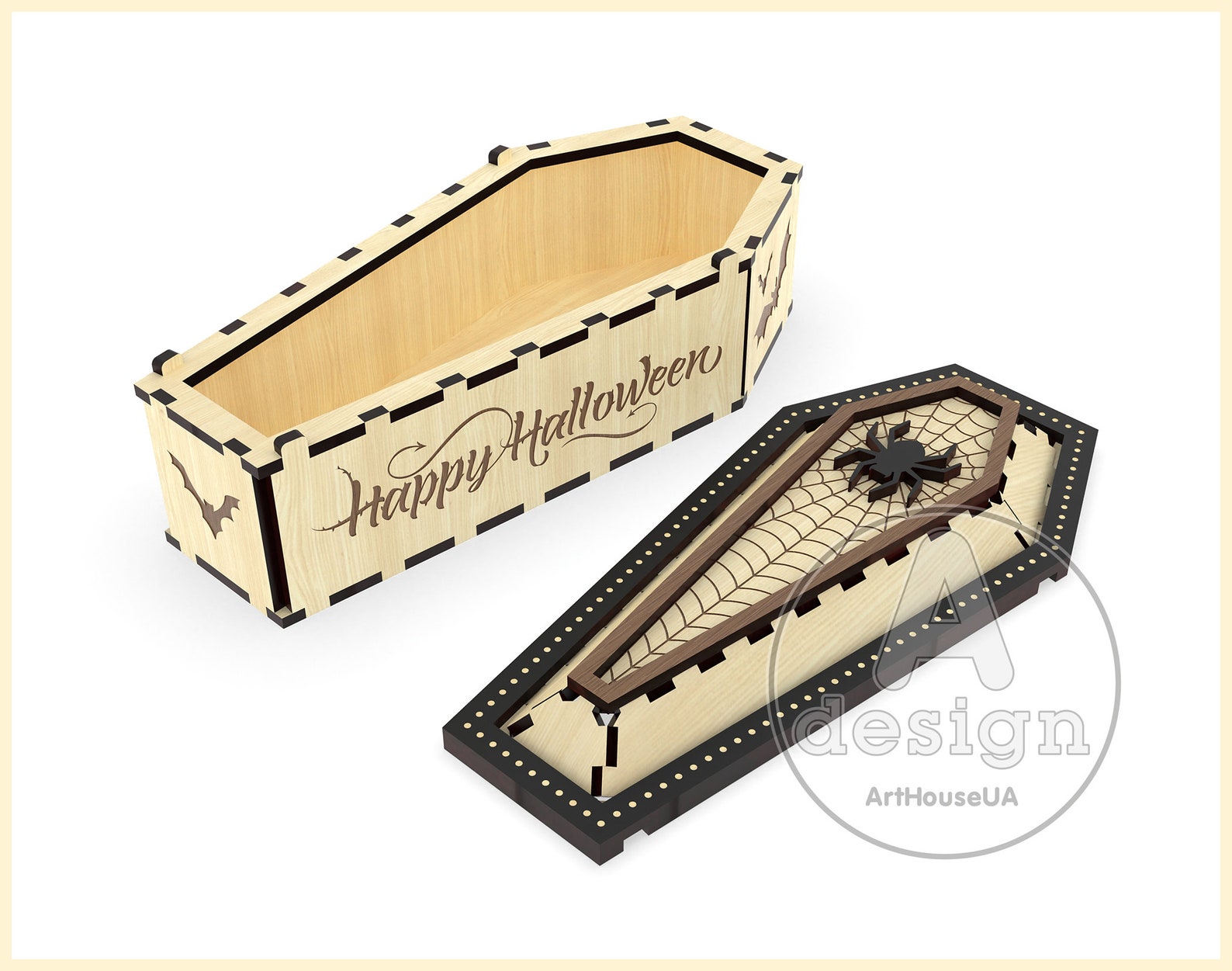 Halloween Coffin Gift Box Vector File for Laser Cut Machines - Etsy UK