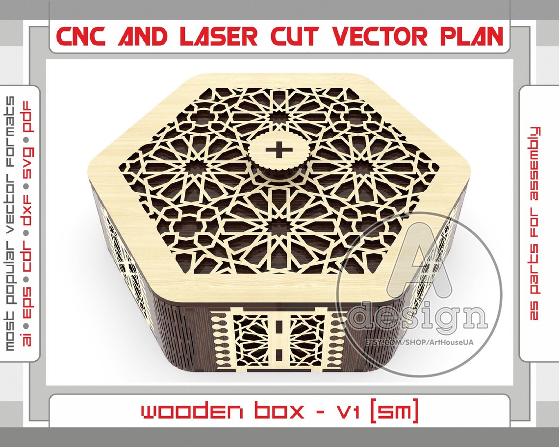 Wooden box vector Gift box laser cut Plywood box laser | Etsy