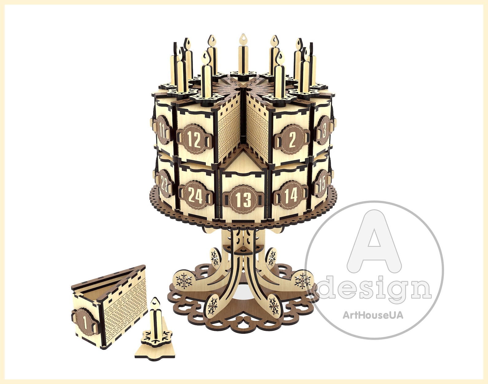 Advent Calendar Laser Cut Vector File, Christmas Advent Calendar ...