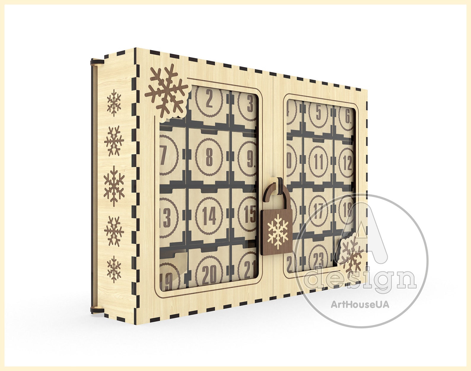 Advent Calendar Laser Cut Vector File, Christmas Advent Calendar ...