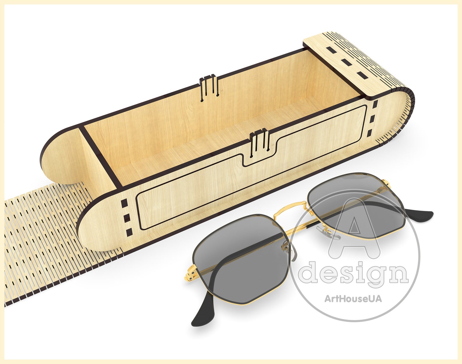 Glasses Case Vector File Wooden Case for Sun Glasses - Etsy