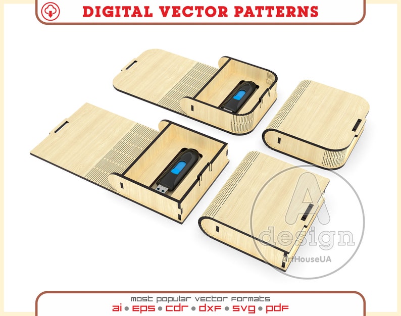 Box for USB Flash Drive Laser Cut Vector File and Glowforge - Etsy