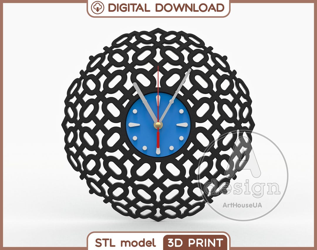 3D Printable Decor Clock STL - Modern Wall Design - DIY Home Project - Etsy