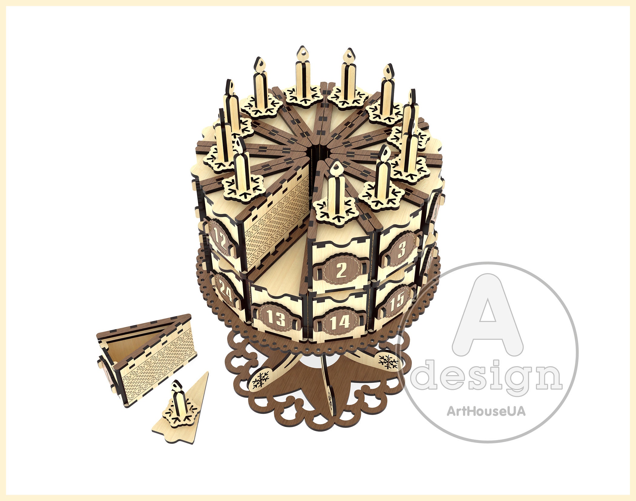 Advent Calendar Laser Cut Vector File, Christmas Advent Calendar ...
