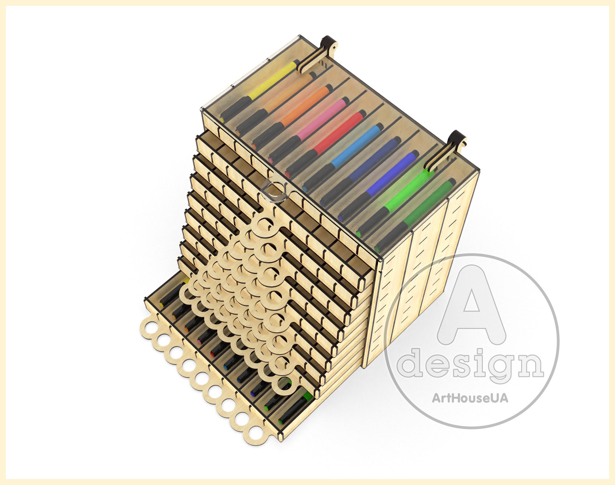 100 Pens Fountain Pen Collection Storage Case Laser Cut Vector File and ...