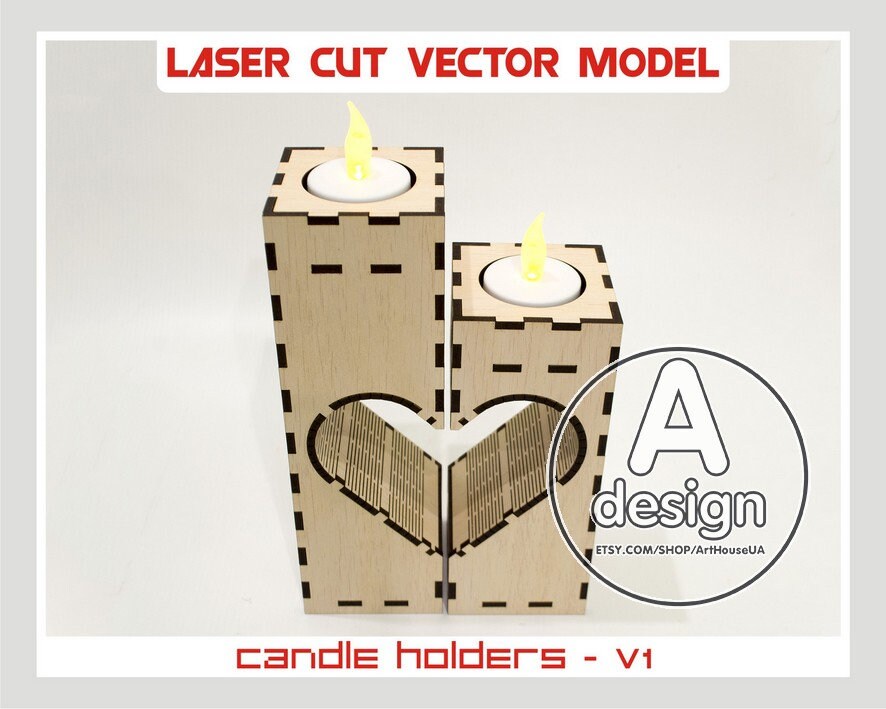 svg Files Plywood or MDF 3mm DXF files for laser candlestick Trio ...