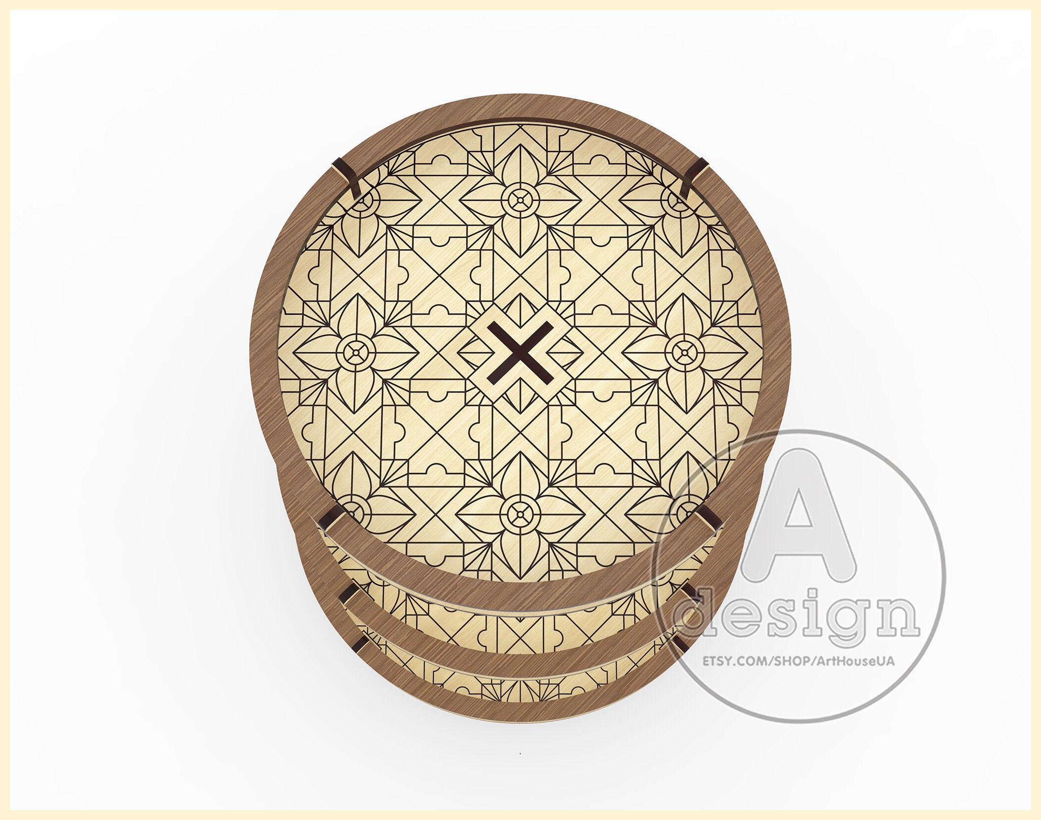 Tiered Tray With Engraved Plates Laser Cut Vector File DXF | Etsy