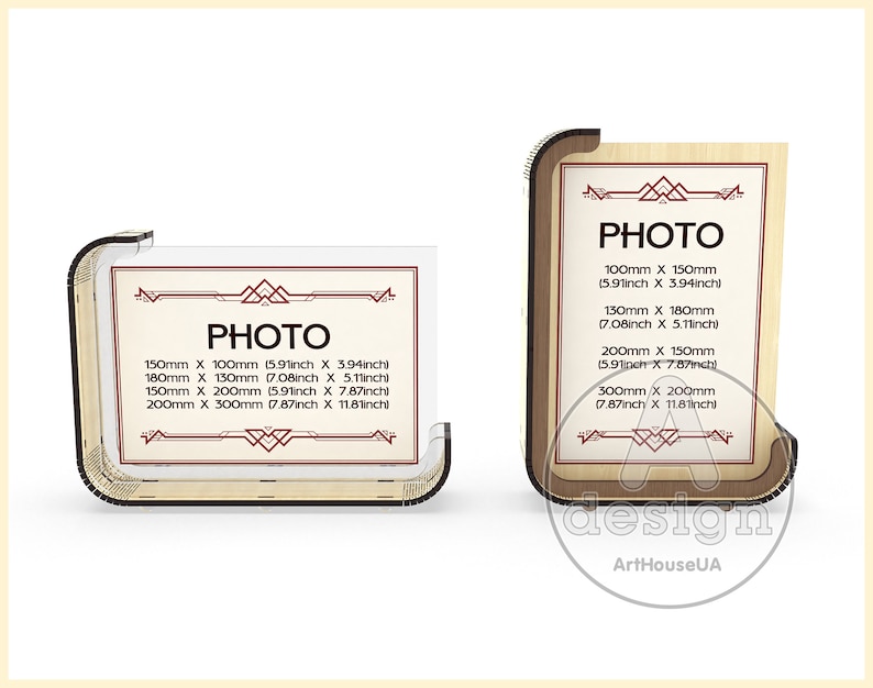 Picture Frame Stand SVG Laser Cut File Bundle, Set of 8 Sizes Desk ...