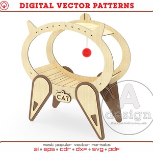 Cat House Dxf Laser Files, Vector Cat Home Bed, Cat Bed Laser Cut File ...