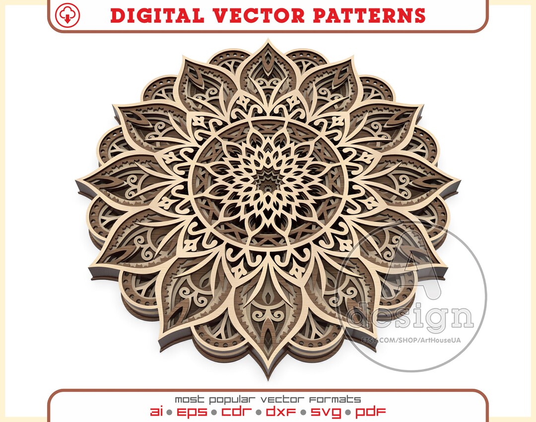 Mandala Laser Cut Vector File DXF, Mandala Scroll Saw File PDF ...