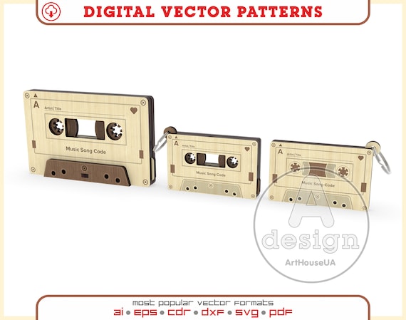 Wood Vintage Cassette Tape Laser Cut Vector File Keychain - Etsy