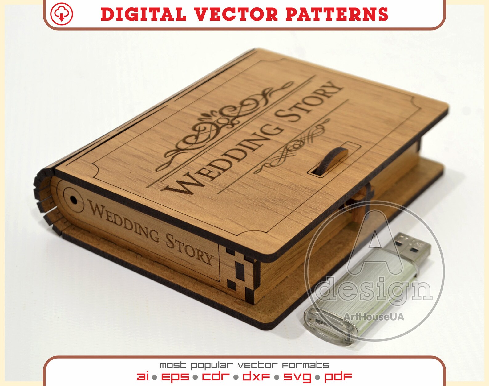 Box for USB Vector Wedding Story Usb Case Box Laser Cut - Etsy