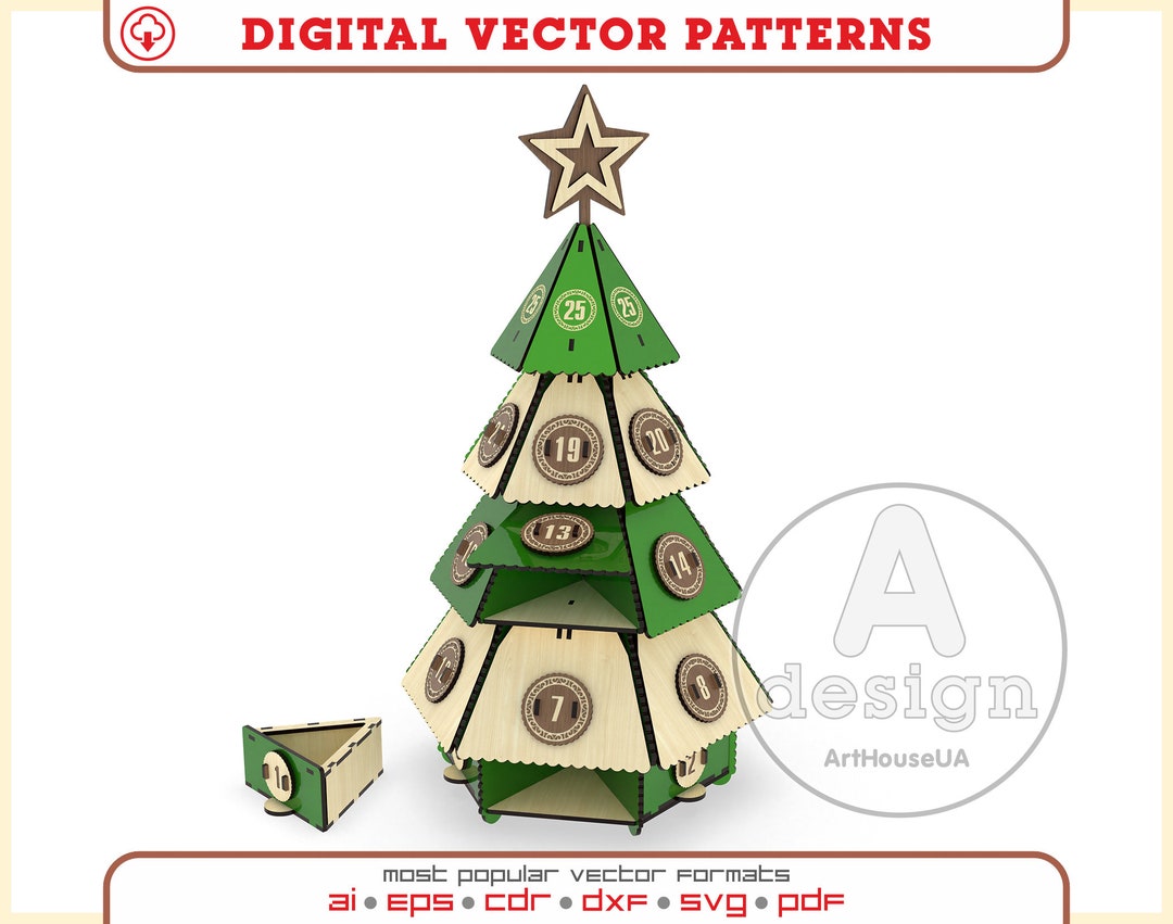 Advent Calendar Laser Cut Vector File, Christmas Advent Calendar ...