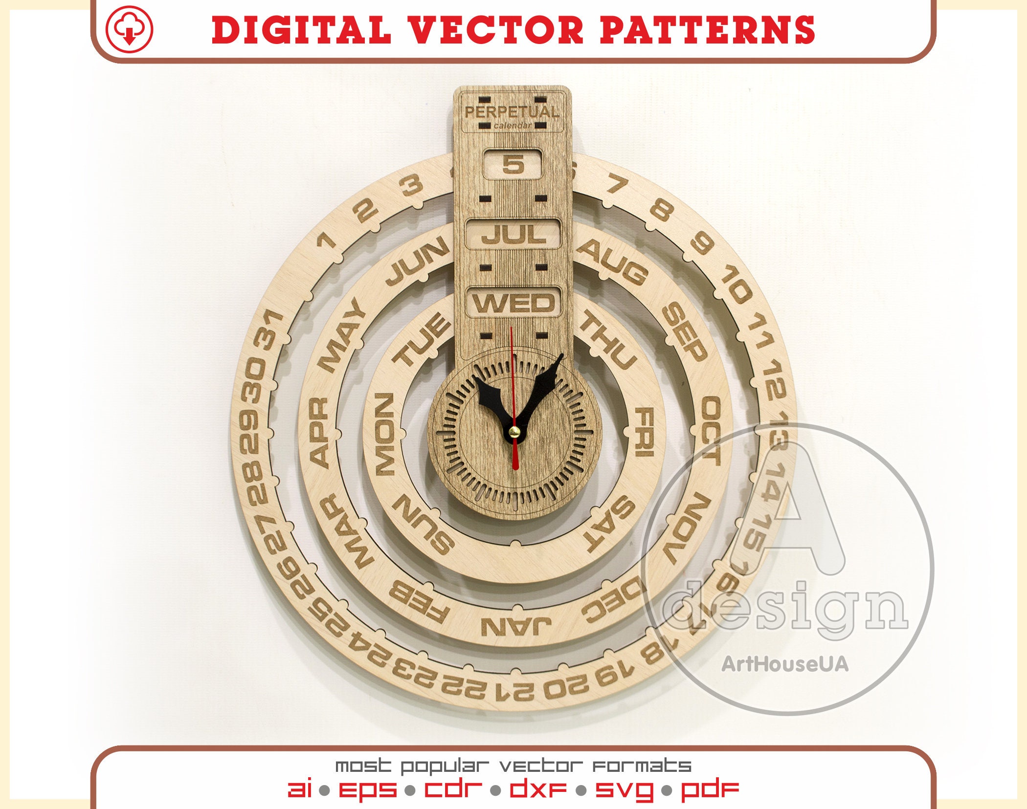 Perpetual Calendar Calendar Laser Cut Vector Plan Perpetual - Etsy