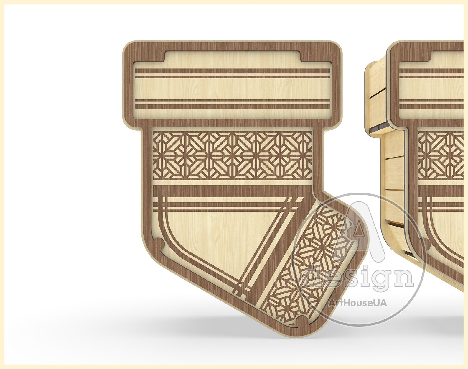 Gift Box Like Christmas Stocking Decoration Glowforge Ready - Etsy