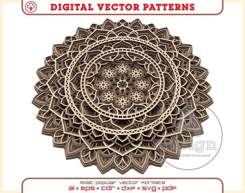 Mandala Laser Cut Vector File DXF Mandala Scroll Saw File | Etsy