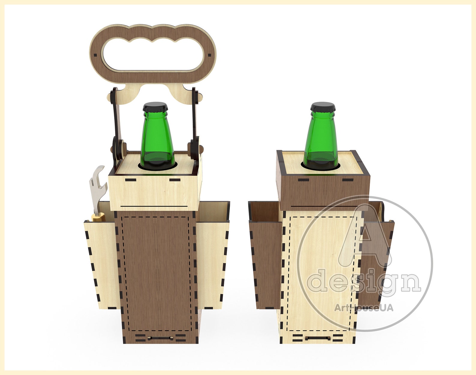500ml Beer Holder Box Vector File Laser Cut Machine, Beer Bottle Holder ...