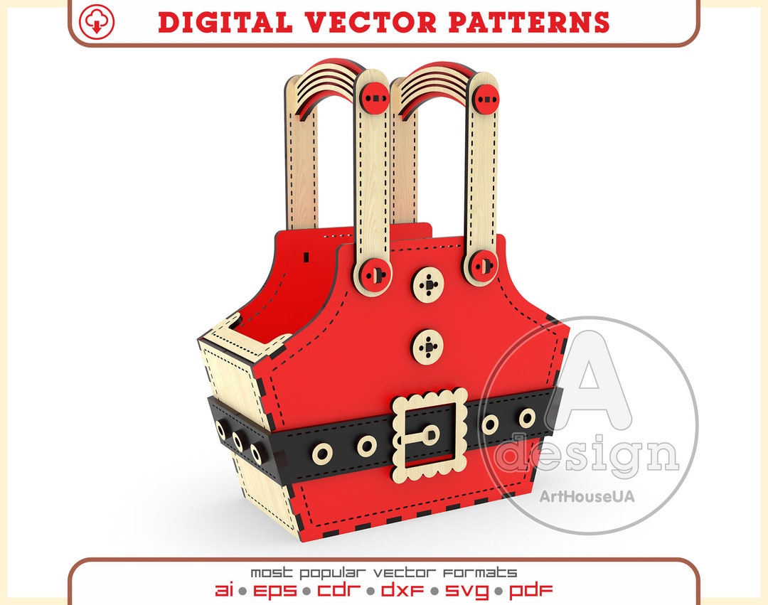 Santa Claus Pants Christmas Gift Bag SVG Vector File Laser Cutter and ...