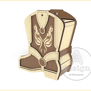 Cowboy Boots Gift Box Laser Cut SVG Vector File, Cowgirl Boots Box ...