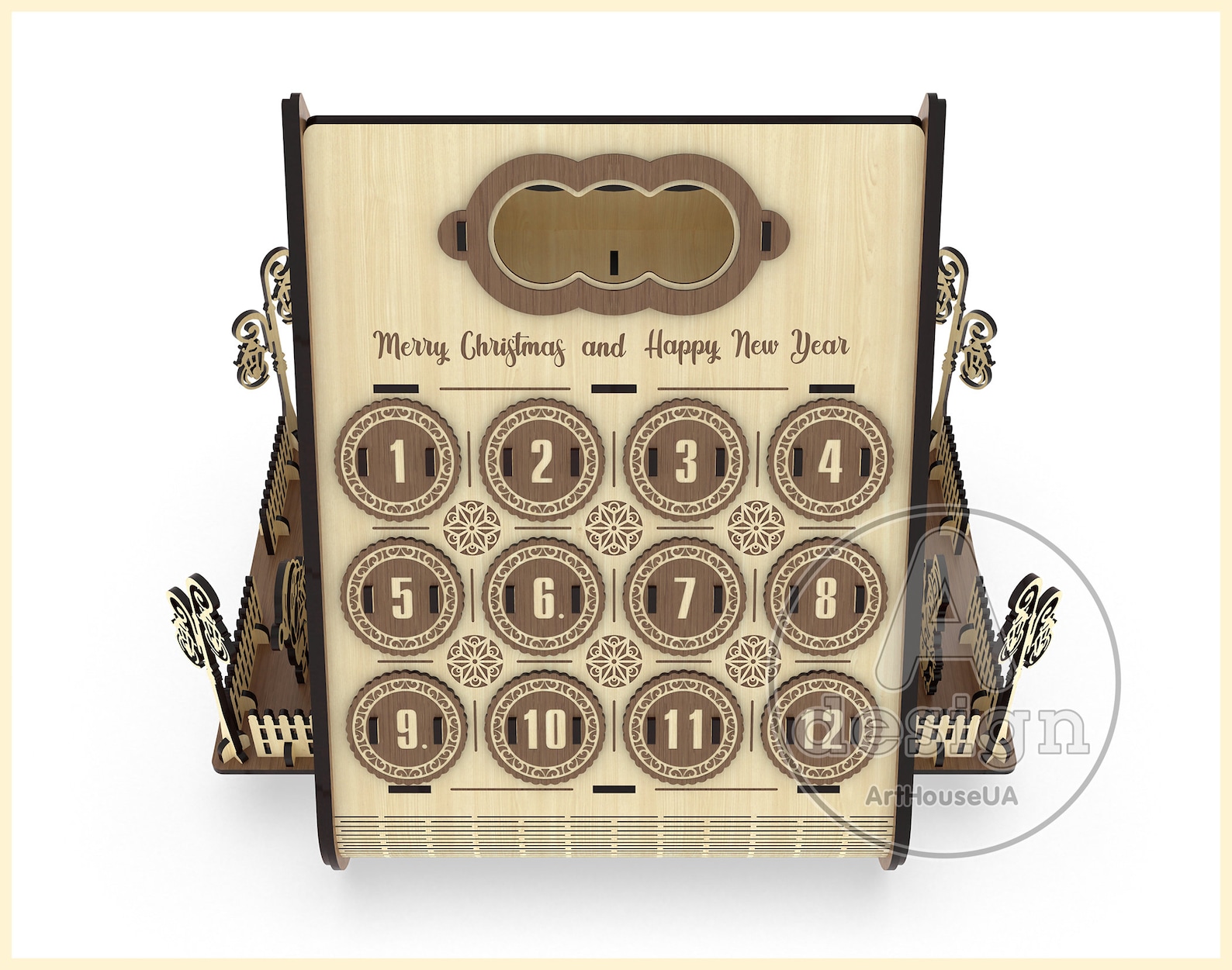 Advent Calendar Laser Cut Vector File, Christmas Decoration, Christmas ...