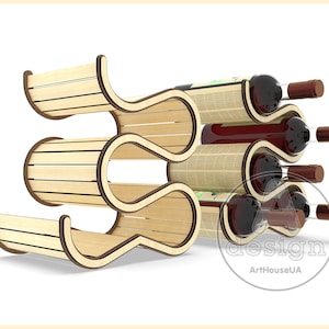 Wine Bottle and Wine Glass Shelf Laser Cut Ready Vector File, Table ...