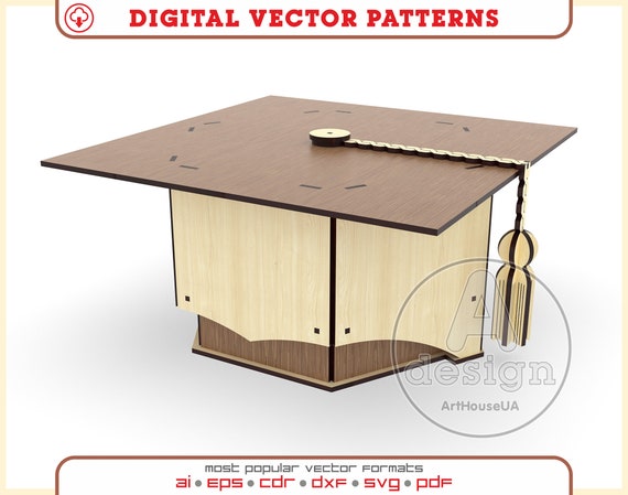 Graduation Cap Gift Box With Tassel Laser Cutting SVG Vector - Etsy