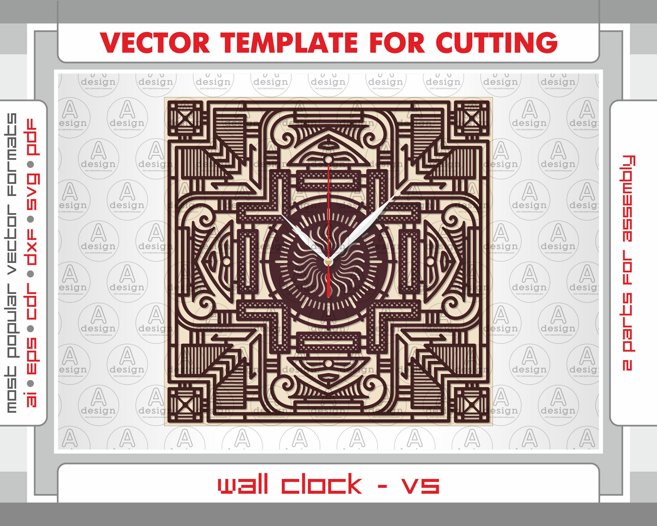 Wall Clock pattern clock SVG Clock DXF clock vector Clock | Etsy